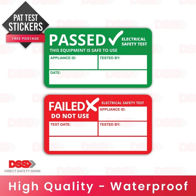 PAT TEST STICKERS PASSED & FAILED Electrical Safety Labels High Quality ...