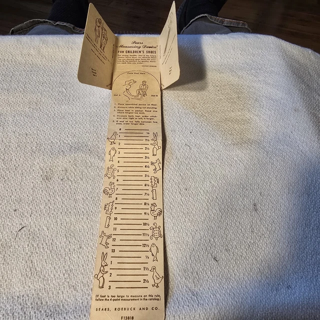 VINTAGE SEARS ROEBUCK Children’s Shoe Measuring Device 1940s Paper Foot ...