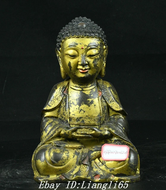 9.4& OLD CHINA Bronze Gilt Shakyamuni Sakyamuni Amitabha Buddha Statue EUR 185,00 - PicClick DE