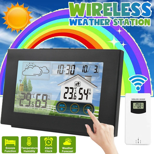 LCD FUNK-WETTERSTATION DIGITAL Wecker Wetterstation Funkuhr Kalender ...