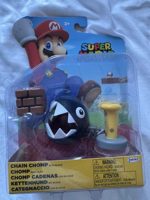 JAKKS PACIFIC, SUPER Mario, Chain Chomp with Block, 4" Figure, BNIB £18 ...