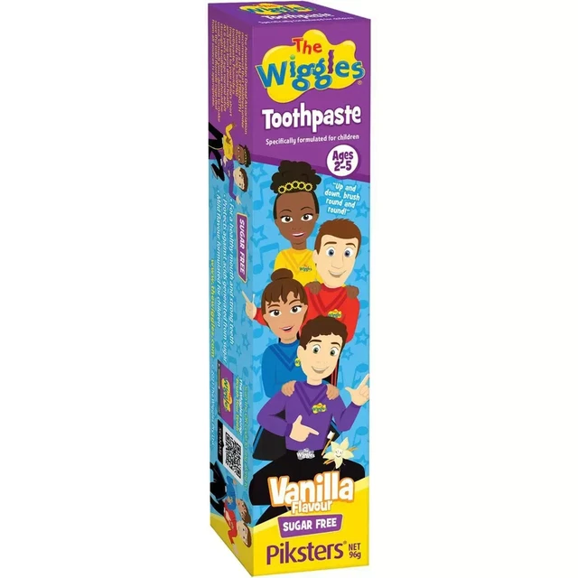 NEW PIKSTERS THE Wiggles Kids Toothpaste Vanilla Flavour Sugar Free 96g ...