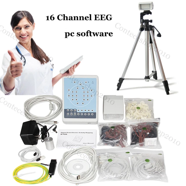 CONTEC EEG MACHINE 16 Channel Digital Brain EEG Mapping System USB PC ...