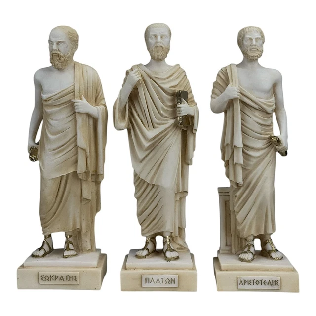 ENSEMBLE SOCRATE ARISTOTE Platon philosophe grec statue sculpture ...