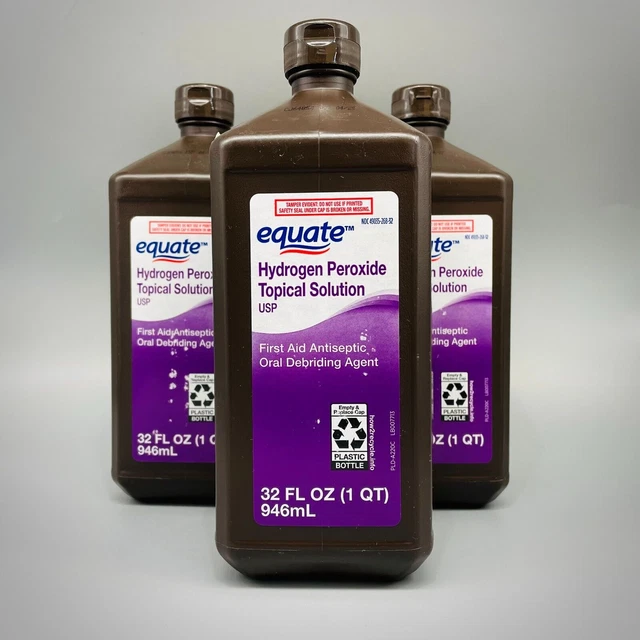 EQUATE 3% HYDROGEN Peroxide Liquid Antiseptic 32oz x 3 PACK Exp 4/25 ...