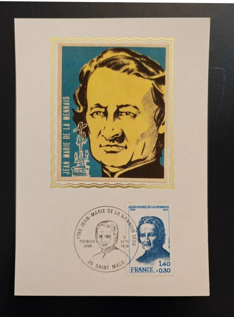 1980 JEAN MARIE de la MENNAIS, Saint Malo, Carte Maximum Soie FDC 1er jour EUR 2,10 - PicClick FR
