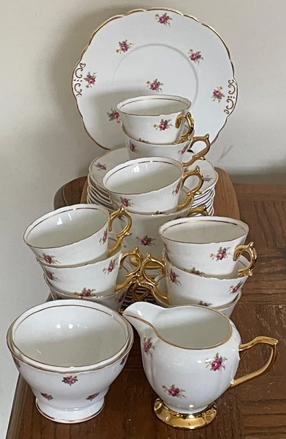 LUBERN CHINA - Rosebud - 34 piece - 1960s - Bone China 22Kt Gold £25.68 ...