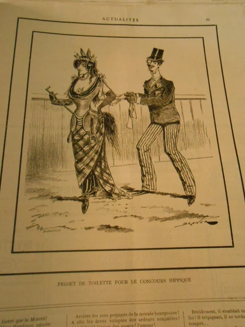 CARICATURE 1892 - Projet de Toilette pour le concours Hippique EUR 8,50 ...