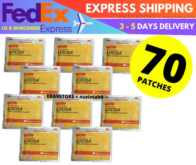 70 PATCH/10 PACKS LOCOA Esflurbiprofen Transdermal Patch Joint Pain ...