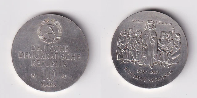 DDR GEDENK MÜNZE 10 Mark Richard Wagner 1983 Silber vz (170076) EUR 39 ...