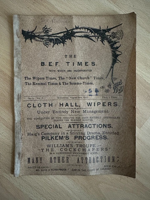 WW1 GREAT WAR Tommies Trench Magazine, Bef Vol 2, Sept 8Th 1917 ...