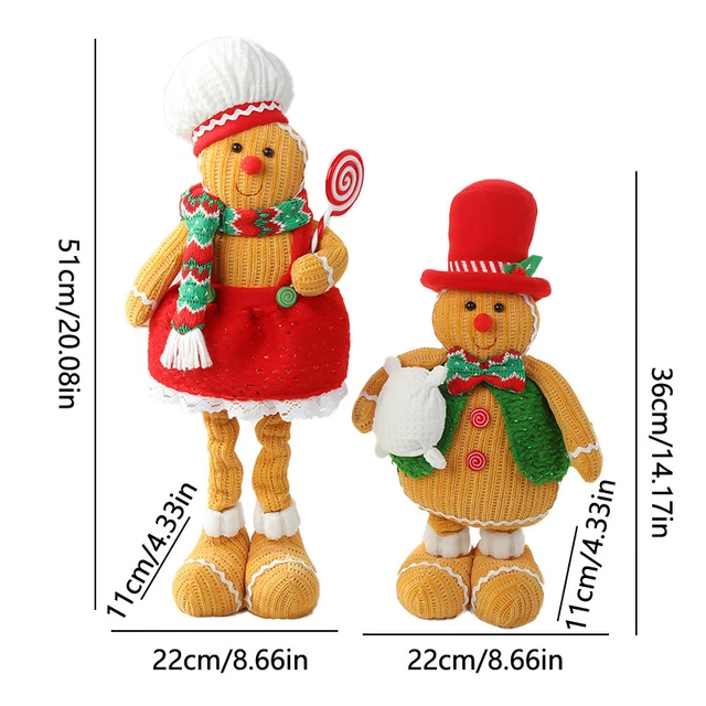 CHRISTMAS STANDING DOLL Plush Gingerbread Man Ornament Extendable Legs ...
