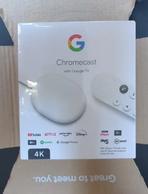 NEW GOOGLE CHROMECAST with Google TV 4K Snow (white) Streaming Stick ...