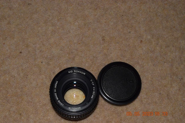 MINOLTA MD 50MM F1.7 Rokkor Prime Standard Lens and Front Lens Cap ...