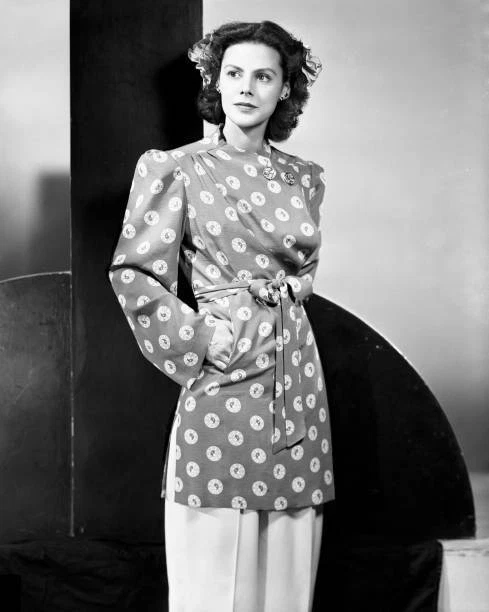 RADIO ACTRESS HELEN Mack wears an outfit made from Chinese print 1940s ...