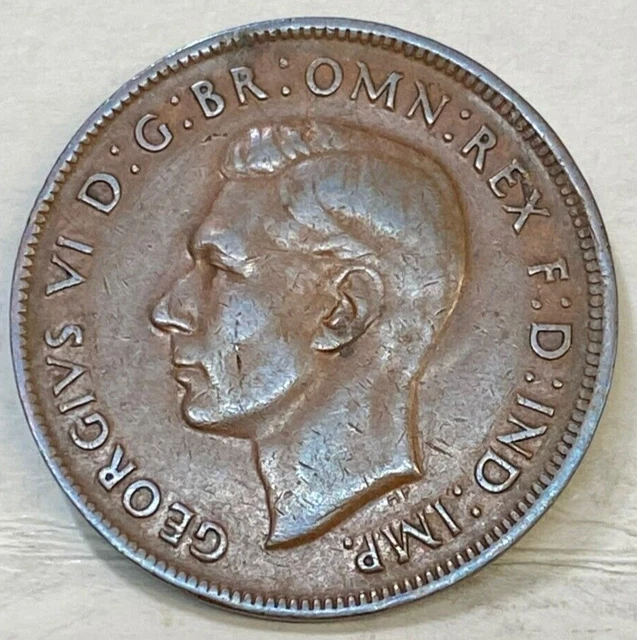 AUSTRALIA 1940 K.G PENNY ERROR VARIETY with PLANCHET FLAW BOTH SIDES ...