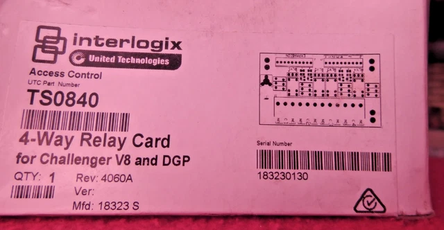 INTERLOGIX TS0840 4-WAY Relay Card For Challanger V8 And Dgp Aritech Ge ...