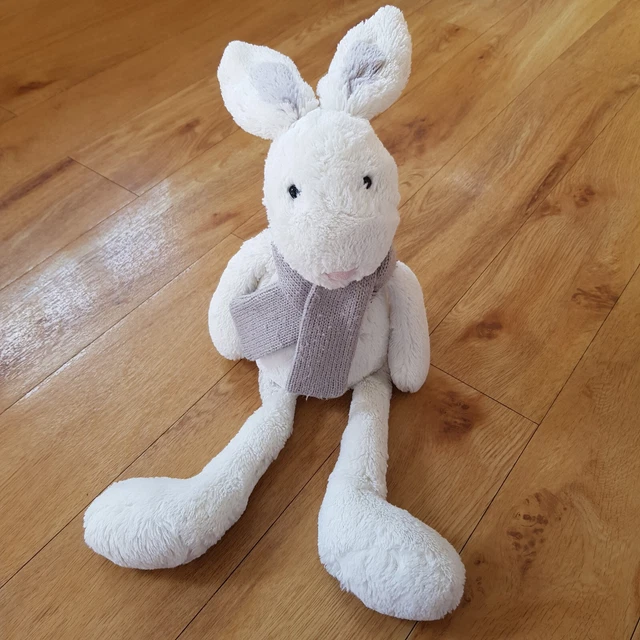JOHN LEWIS BUNNY Rabbit Soft Toy Plush White Wearing Grey Scarf 12 ...
