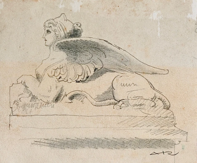 AUGUSTE ROUBILLE - Dessin - Crayon - Sphinx EUR 350,00 - PicClick DE