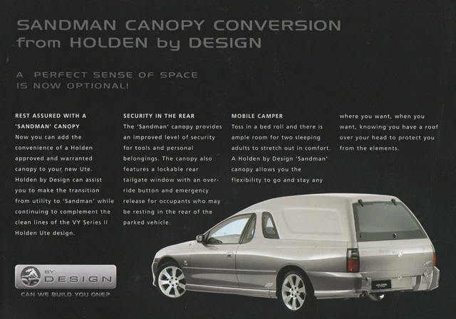 HOLDEN COMMODORE VY VZ Sandman Conversion Brochure $18.00 - PicClick AU