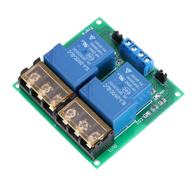 2-CHANNEL 24V 30A Relay Board Module Optocoupler Isolation High/Low ...