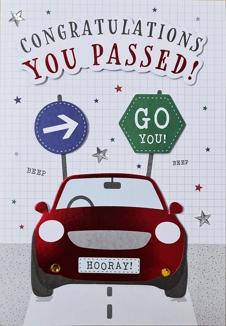 CONGRATULATIONS ON PASSING Your Driving Test Card Red Car Passed For ...
