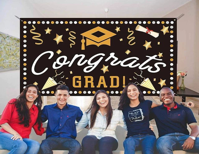 GRADUATION PARTY BANNER Photo Backdrop Outdoor Party Decor Congrats ...