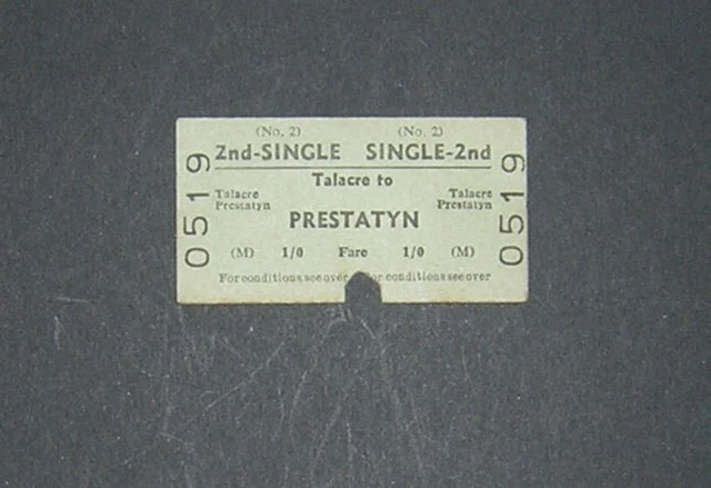 BR RAIL TICKET - Talacre to Prestatyn - 2nd single - 03/09/1964 £1.16 ...