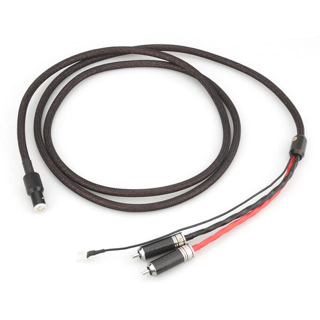 PURE SILVER TONEARM Cable 5pin Din to 2 RCA Interconnect Tone Arm Phono ...