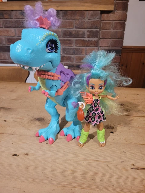 MATTEL CAVE CLUB Rockelle & Tyrasaurus Doll & Dinosaur Figure ( mouth ...