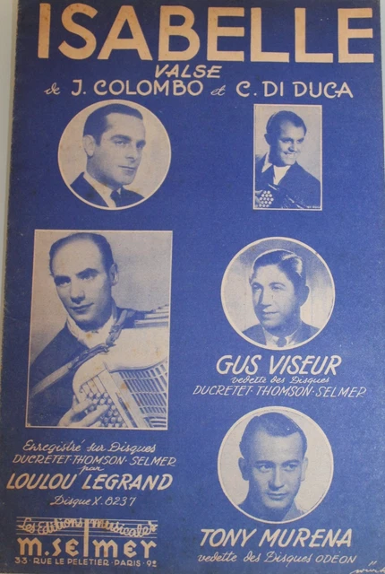 PARTITION ANCIENNE: ISABELLE Musique: COLOMBO .J EUR 8,00 - PicClick FR