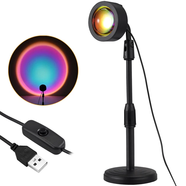 ROTATION RAINBOW PROJECTOR Projection LED Bedroom Atmosphere Decor ...