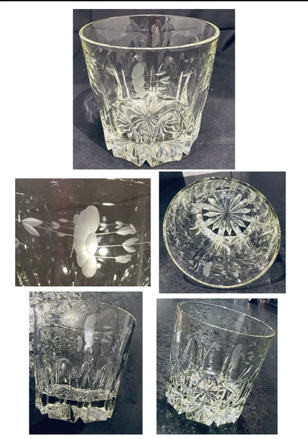 VINTAGE PRINCESS HOUSE Crystal Ice Bucket REGENCY Clear Etched Floral 6 ...
