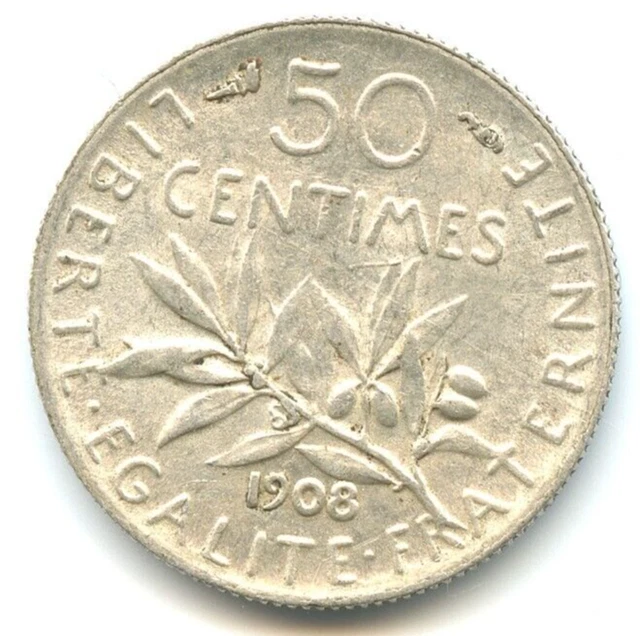 50 CENTIMES ARGENT Semeuse 1908 de qualité n°5236 EUR 14,99 - PicClick FR