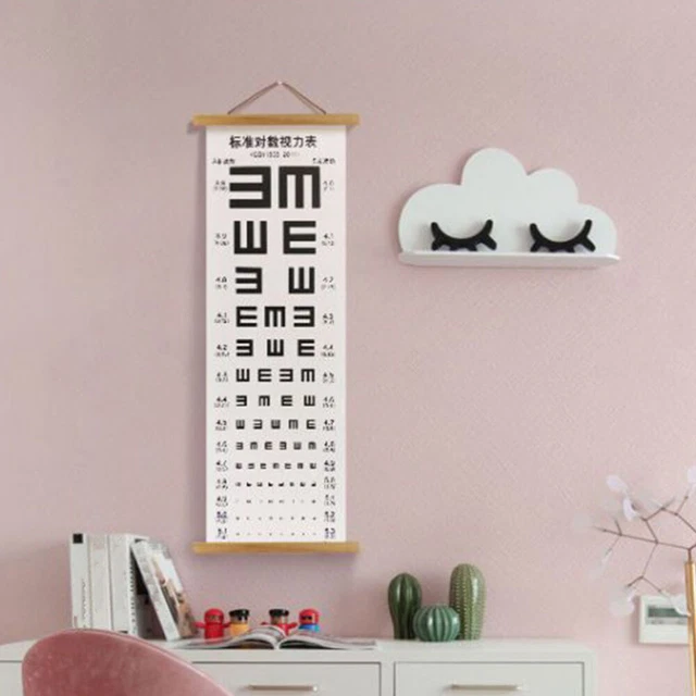 VISUAL TEST CHART hanging Visual Eye Testing Chart with Wooden Frame ...
