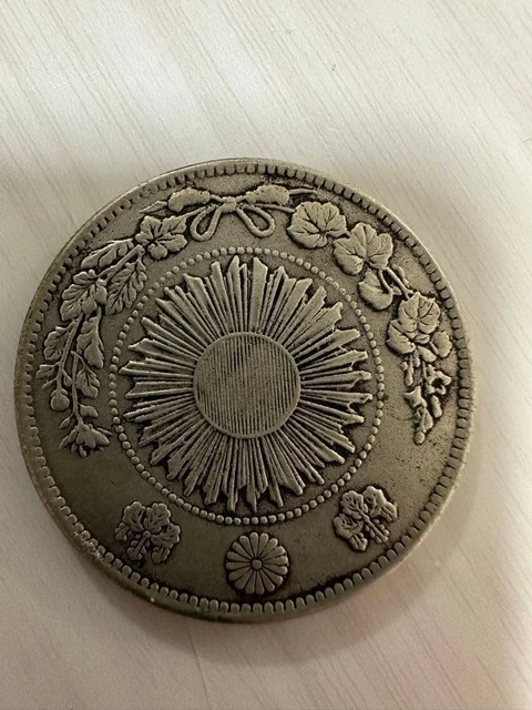 MONETA D'ARGENTO GIAPPONESE Meiji 3 One Yen Dragon Sun Design EUR 303 ...