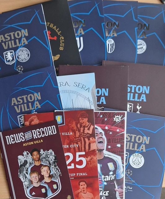 ASTON VILLA CHAMPIONS League programmes - full set + FA Cup run ...