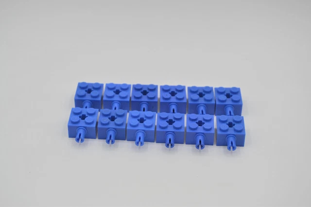 LEGO 12 X pietra tecnica 2x2 pin foro a croce 1 pin blu blue technic ...