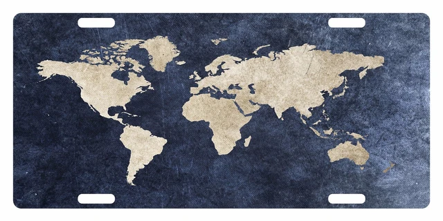 WORLD MAP CUSTOM License Plate GEOGRAPHY Blue Version £13.58 - PicClick UK