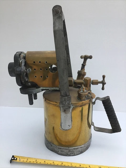 VINTAGE ANTIQUE LARGE Brass British Monitor No. 79 Paraffin Blow Torch ...