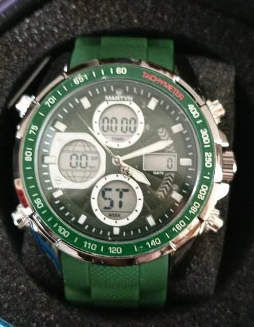 MARTYN LINE DUAL Time Watch, Chronograph Waterproof, New In Box $205.75 ...