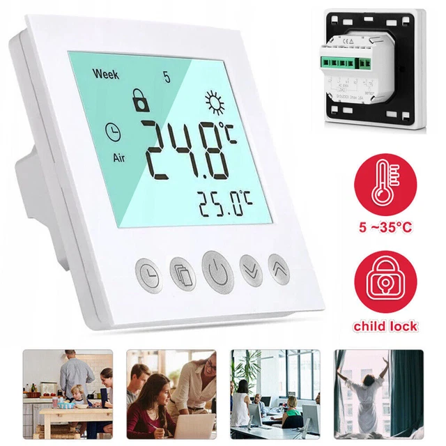 THERMOSTAT D'AMBIANCE NUMÉRIQUE, régulateur de température ambiante LCD, 230 V, EUR 24,09 ...