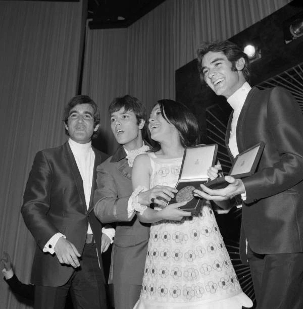CLIFF RICHARD CONGRATULATES Spanish singer Massiel who won Eur- 1968 ...