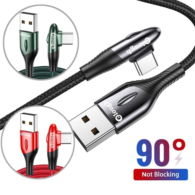 NYLON BRAID 90 Degree Elbow Data Cables Fast Charging Cable Android ...