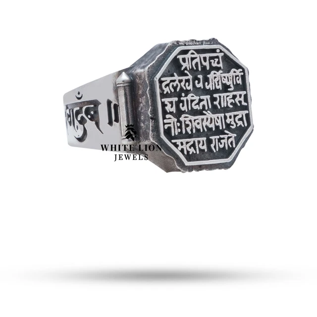 CHHATRAPATI SHIVAJI MAHARAJ Mudra Maratha Warrior Oxidized 925 Silver ...