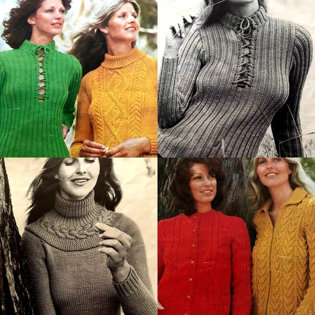 1960S RIB LACE Up Cable Aran Diamond Graduated Yoke Patons 321 Knitting ...