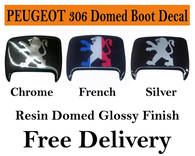 PEUGEOT 306 BOOT Lock Badge Résine Dôme Décalcomanie Finition Brillante ...