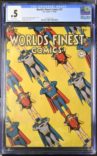 COUVERTURE MOTIF BATMAN Robin Superman 1948 World's Finest Comics 37 ...