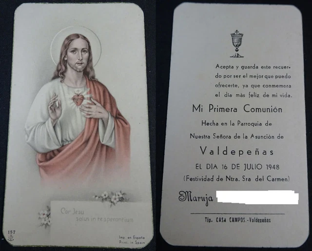 ESTAMPA HOLY CARD Primera Comunion Iglesia De La Asuncion 1948 ...