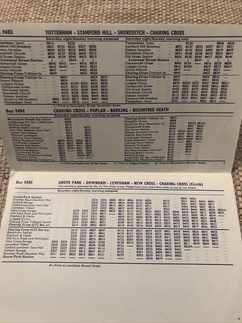 LONDON TRANSPORT NIGHT Bus Timetable and Diagram of Routes Feb 1974 £16 ...